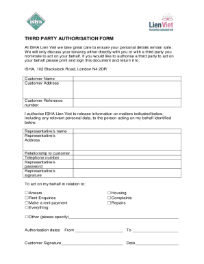 Fillable Online THIRD PARTY AUTHORISATION FORM Fax Email Print - pdfFiller