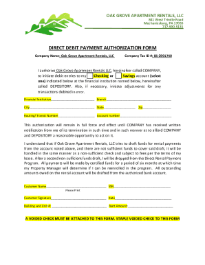 Fillable Online ACH Tenant Payment Agreement Fax Email Print - pdfFiller