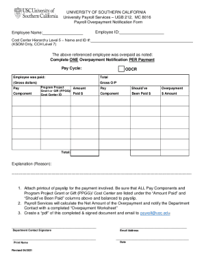 Fillable Online UGB 212, MC 8016 Payroll Overpayment Notification Form ...