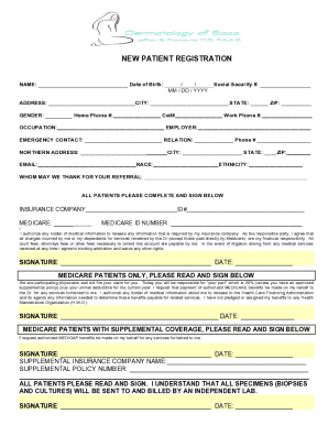 Fillable Online NEW PATIENT REGISTRATION FORMCaresouth.org Fax Email Print - pdfFiller