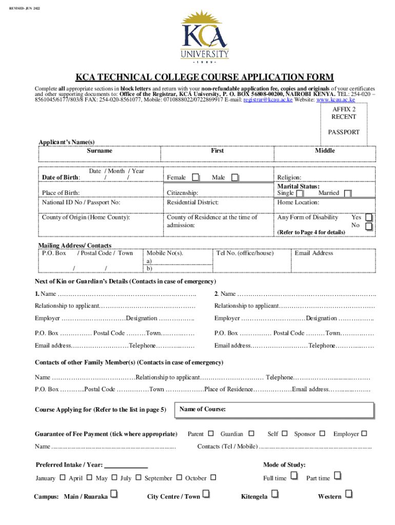 Fillable Online KCATC Application Form Fax Email Print - pdfFiller