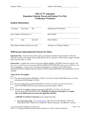 Fillable Online Dependent Student, Parent and Student Tax Filer Fax ...