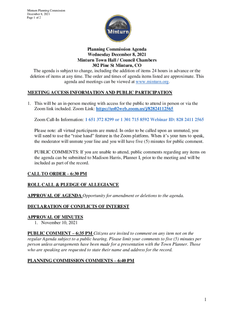 Fillable Online Planning Commission Agenda Template Fax Email Print ...