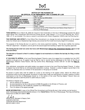 Fillable Online Notice of passing for proposed official plan amendments ...
