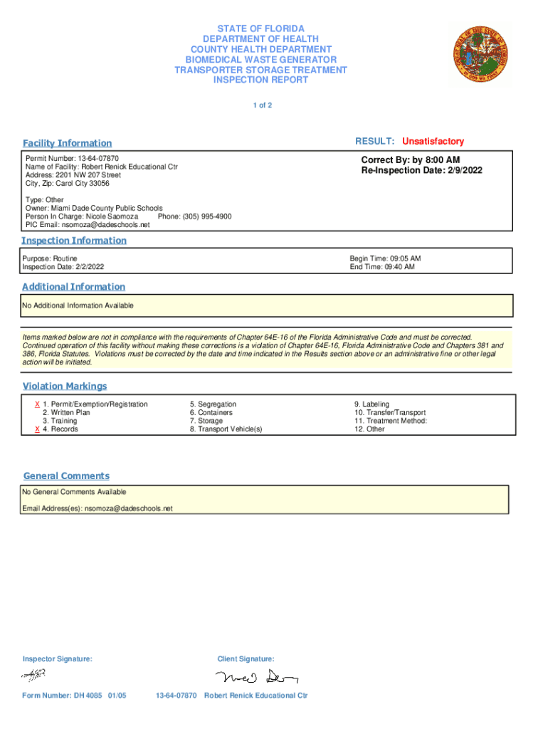 Fillable Online Biomedical Waste Inspection Program Fax Email Print ...