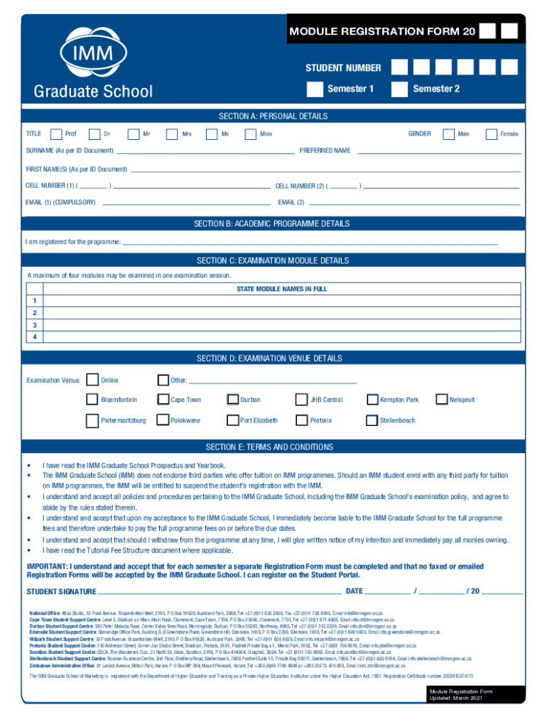 Fillable Online MODULE REGISTRATION FORM 20 - Amazon S3 Fax Email Print ...