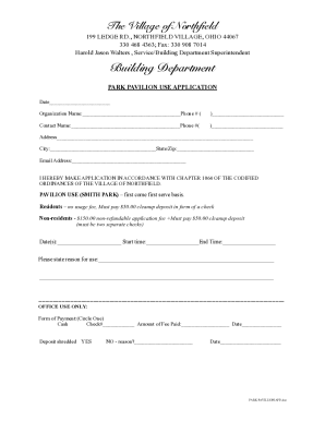 Fillable Online PARK PAVILION USE FORM.pages Fax Email Print - pdfFiller