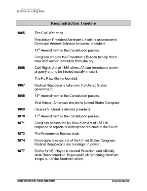 Fillable Online The Civil War and Reconstruction: Key Events and ...