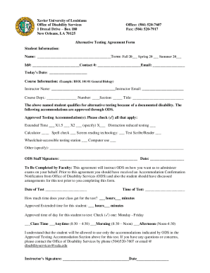 Fillable Online Alternative Testing Agreement Form Fax Email Print ...