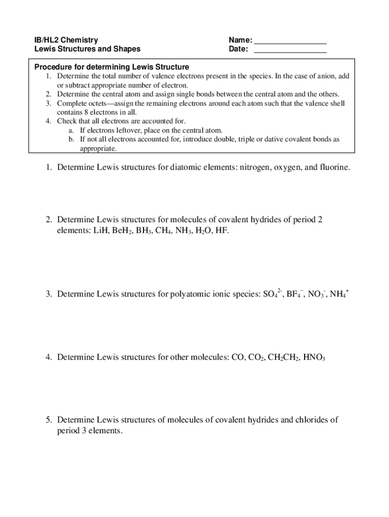 Fillable Online Lewis Dot Structure Mega Worksheet Answer Key Fax Email