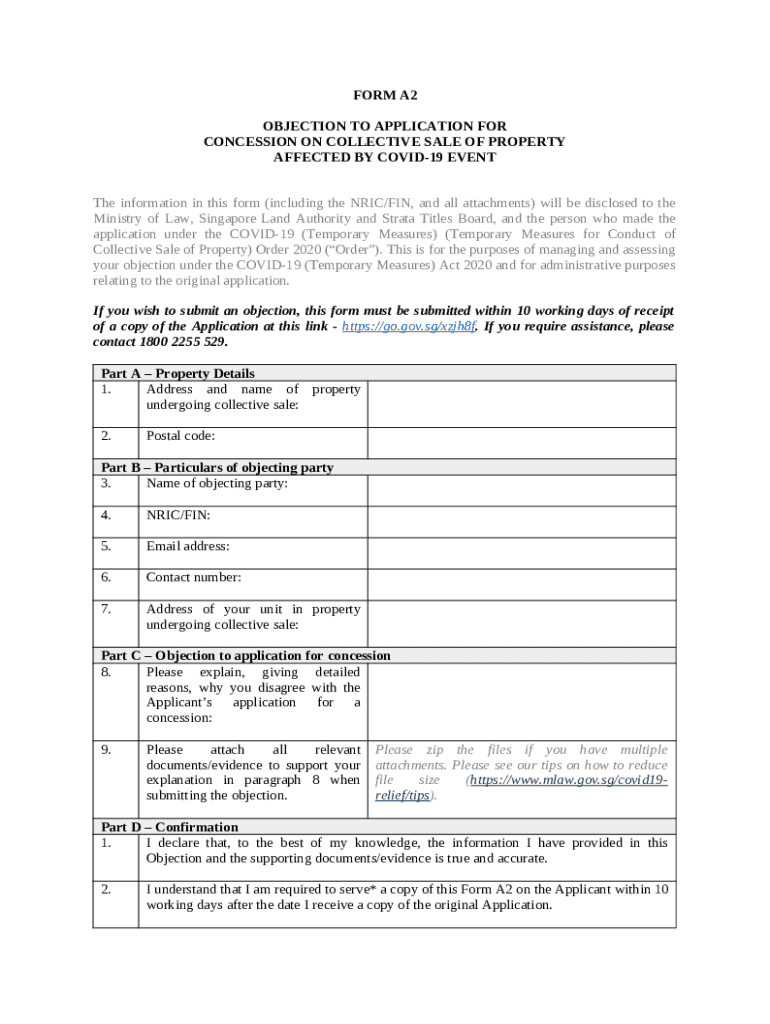 A2 Objection to application for concession on collective ... Doc Template | pdfFiller