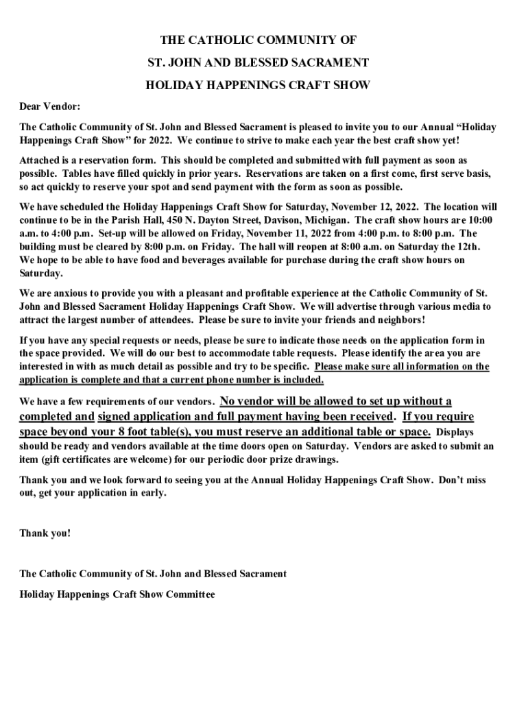 Fillable Online The Catholic Community of St. John and Blessed ...