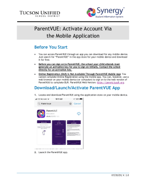 Fillable Online ParentVUE Account Setup and Mobile App Instructions Fax Email Print - pdfFiller