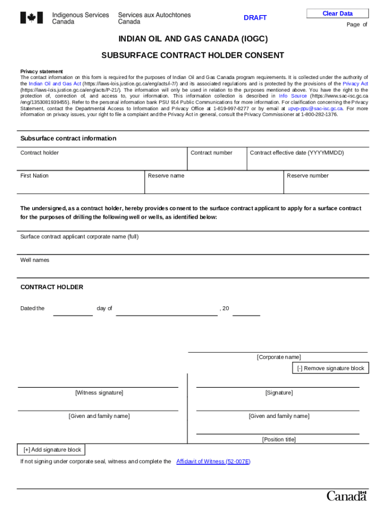 Fillable Online SUBSURFACE CONTRACT HOLDER CONSENT. SUBSURFACE CONTRACT HOLDER CONSENT - en.v ...