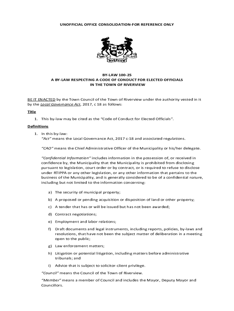 Fillable Online Code of Ethics Sample Bylaw Fax Email Print - pdfFiller