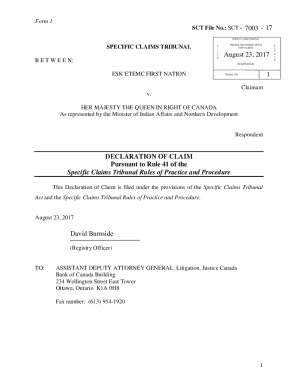Fillable Online Forms and Templates - Specific Claims Tribunal Fax ...