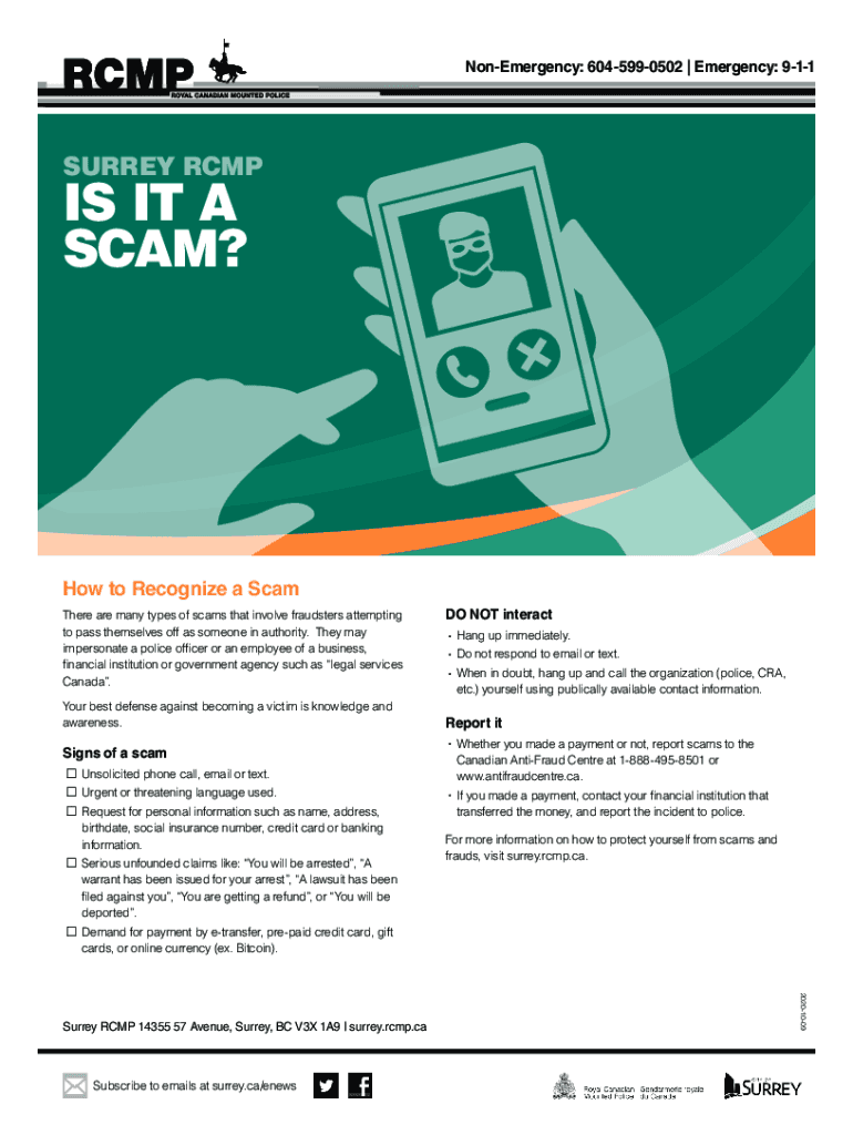 Fillable Online IS IT A SCAM? - BC.RCMP-grc.gc.ca Fax Email Print ...