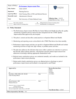 Fillable Online Performance Improvement Plan 3364-120-95 Nursing ...