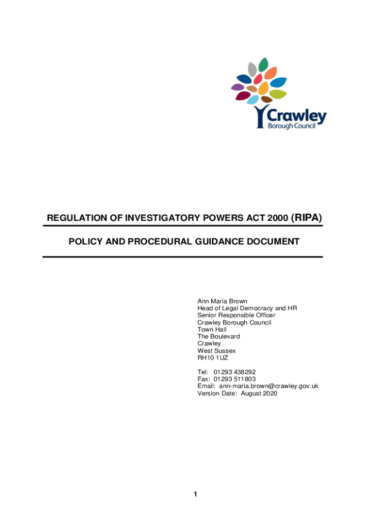 Fillable Online Regulation of Investigatory Powers Act 2000 (RIPA ...