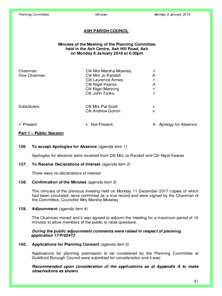 Fillable Online A Apology for Absence Fax Email Print - pdfFiller