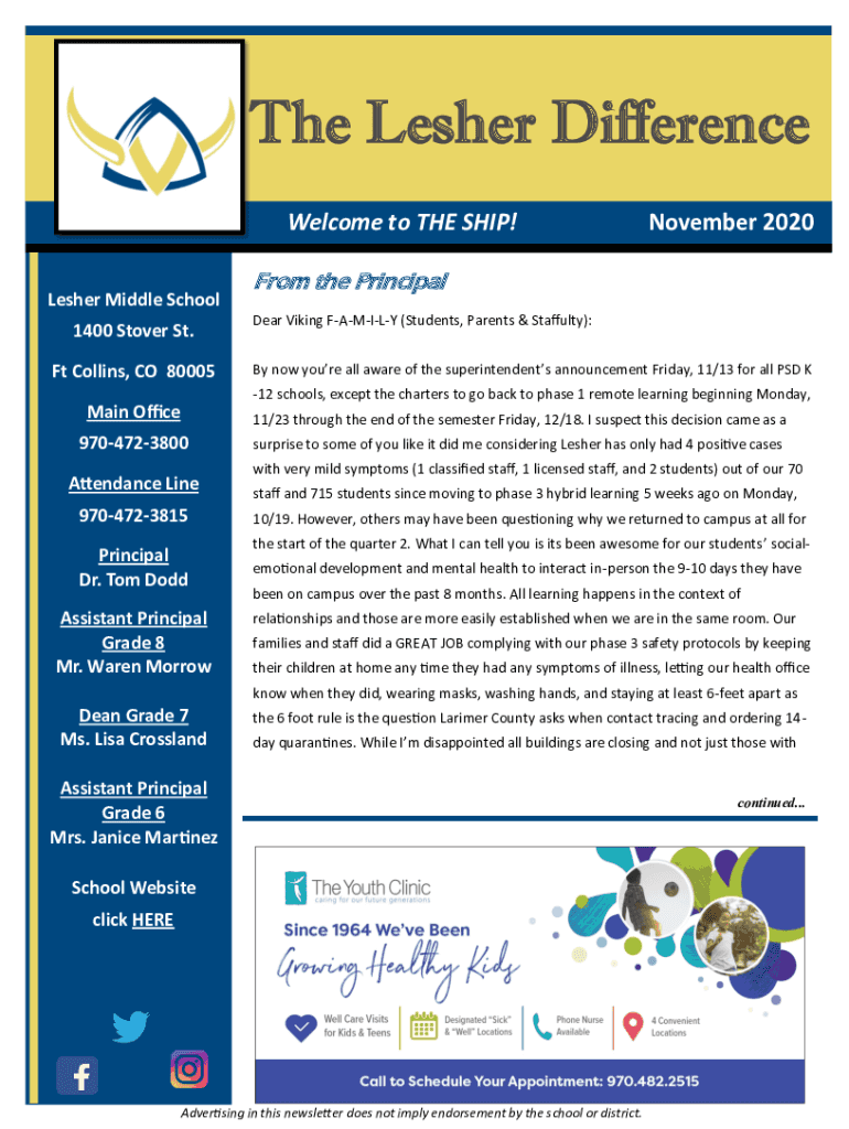 Fillable Online les psdschools Lesher Junior High School - Fort Collins ...