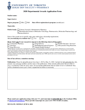 Fillable Online 2020 Departmental Awards Application Form Fax Email Print - pdfFiller