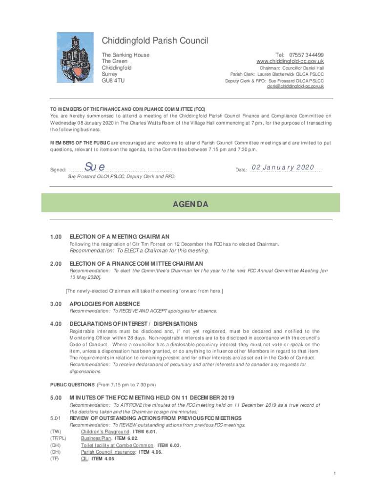 Fillable Online chiddingfold-pc gov Sue - Chiddingfold Parish Council ...