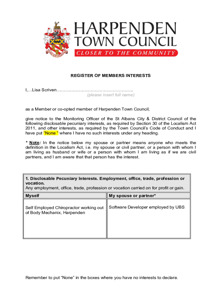 Fillable Online Register of Interests Form MASTER 2022 FROM SADC (1 ...