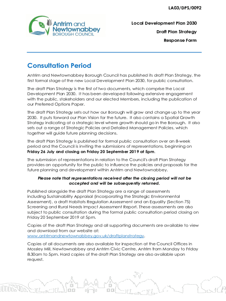 Fillable Online antrimandnewtownabbey gov Development Plan 2030 Fax ...