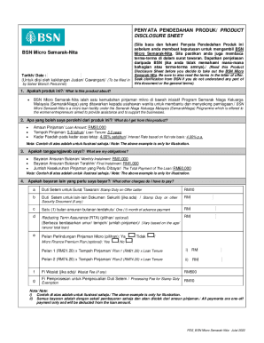 Fillable Online BSN Micro-i Semarak-Nita PENYATA PENDEDAHAN PRODUK Fax ...