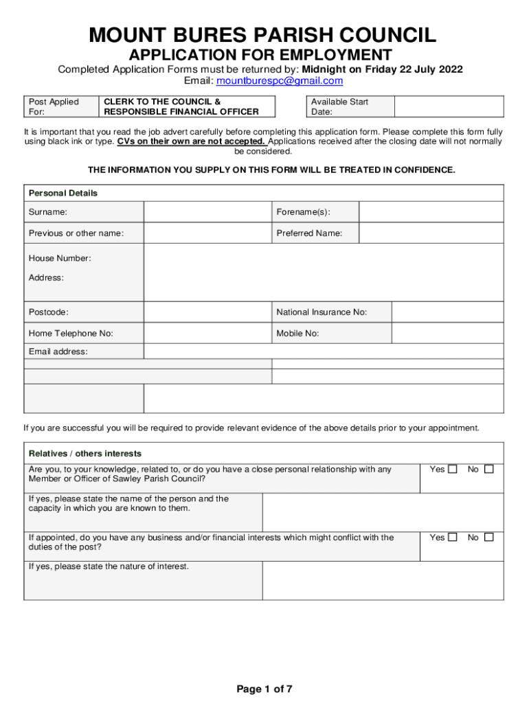 Fillable Online MS Word Job Application Form Fax Email Print - pdfFiller