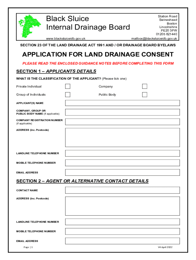 Fillable Online Black Sluice Internal Drainage Board: Home Fax Email ...