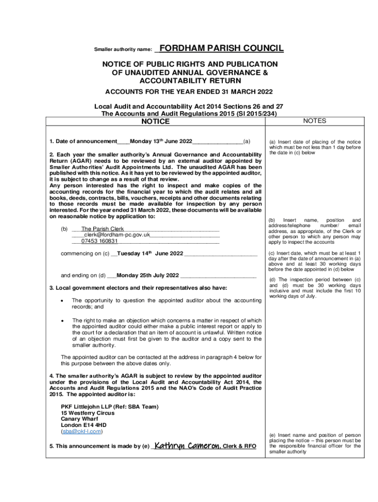 Fillable Online 1-Notice-of-public-rights.pdf - Fordham Parish Council Fax Email Print - pdfFiller