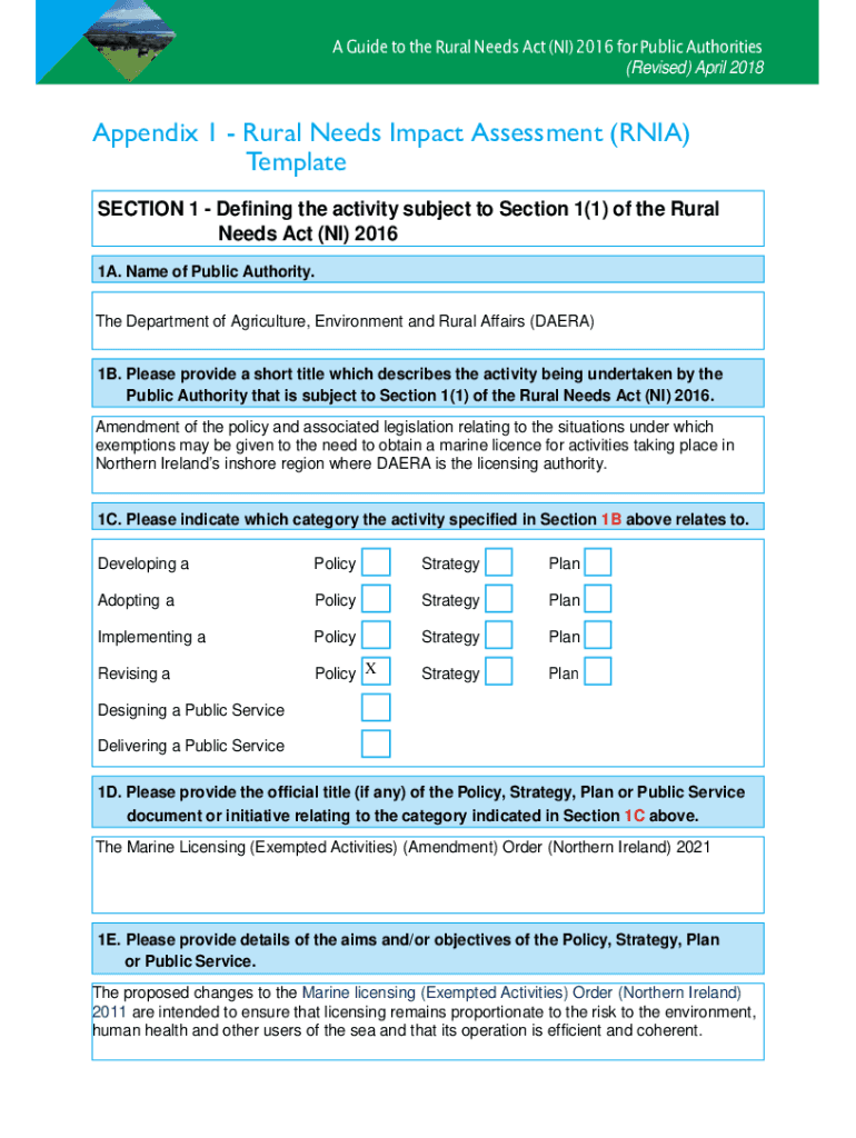 Fillable Online Rural Needs Impact Assessment (RNIA) template Fax Email Print - pdfFiller