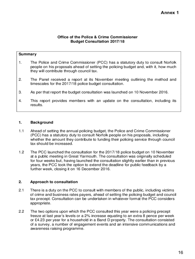 Fillable Online Annex A 1 Office of the Police and Crime Commissioner ...