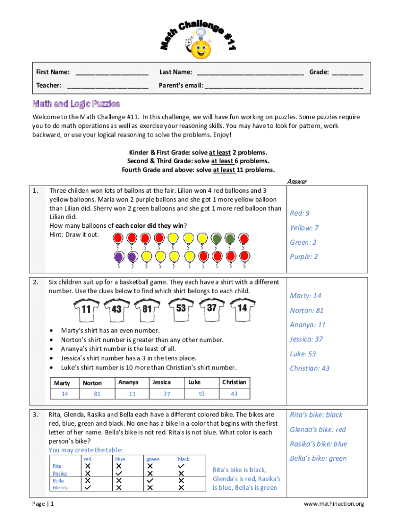 Fillable Online Math and Logic Puzzles Fax Email Print - pdfFiller