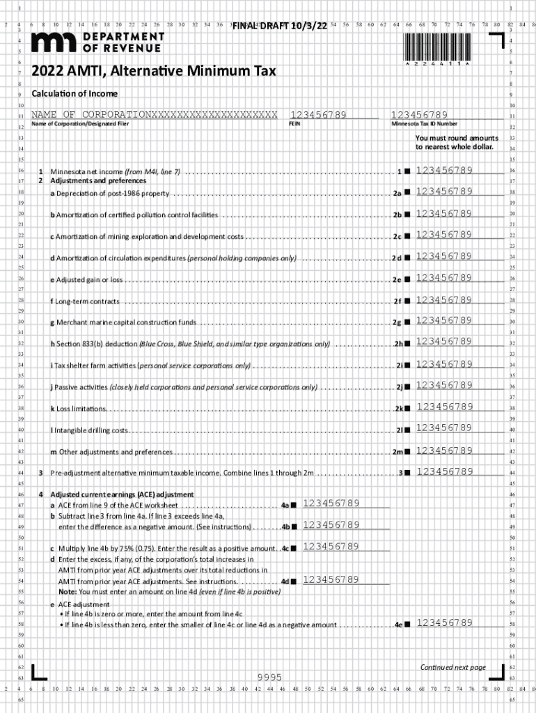 Fillable Online 2022 AMTI, Alternative Minimum Tax. AMTI, Alternative ...