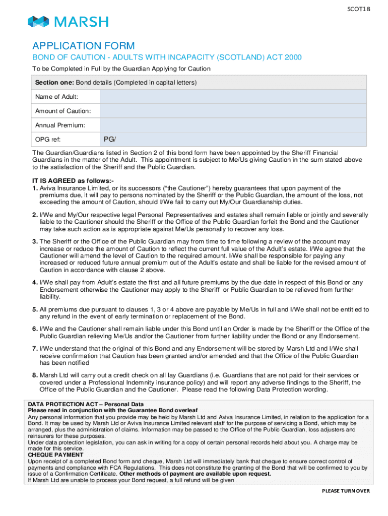 Fillable Online Bond of Caution Application form 4 Guardians v6 Fax ...