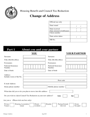 Fillable Online cne-siar gov Housing and Council Tax Benefit ...