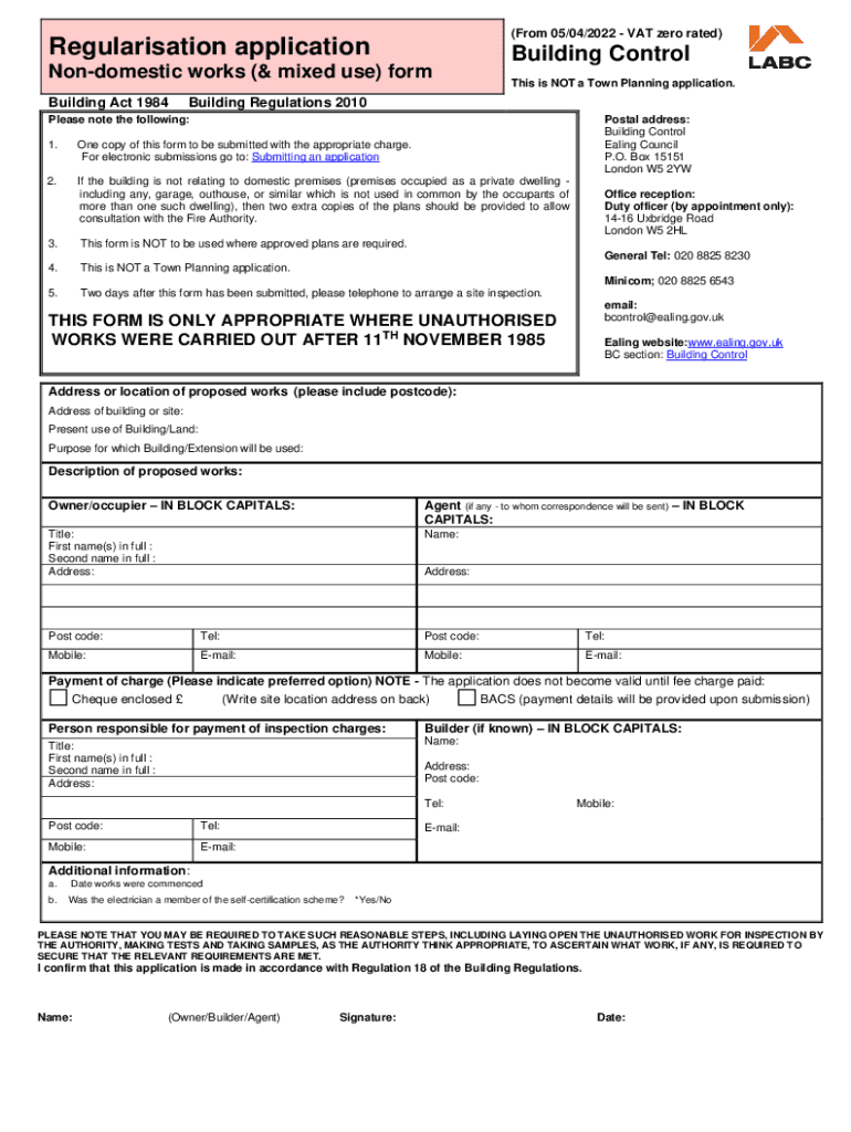 Fillable Online Regularisation Application London Fax Email Print Pdffiller