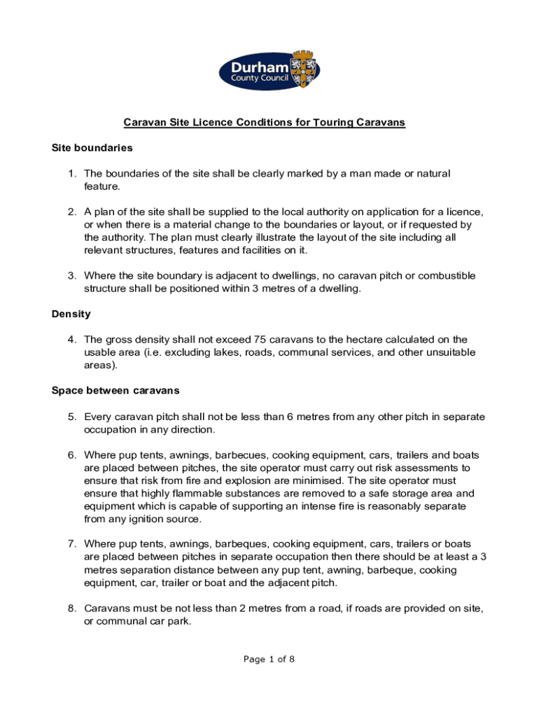 Fillable Online Example Caravan Site Licence Conditions for Static Holiday ... Fax Email Print ...