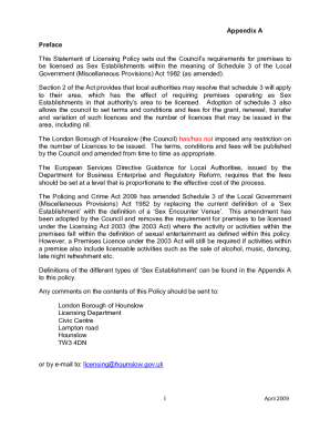 Fillable Online DRAFT STATEMENT OF LICENSING POLICY - APPENDIX A Fax Email Print - pdfFiller