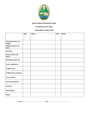 Fillable Online Safety Inspection Report Form Woodfields - Cam Parish ...