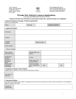Fillable Online Private Hire Vehicle Licence Application Form Fax Email Print - pdfFiller