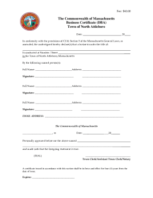 Fillable Online The Commonwealth of Massachusetts Business Certificate ...