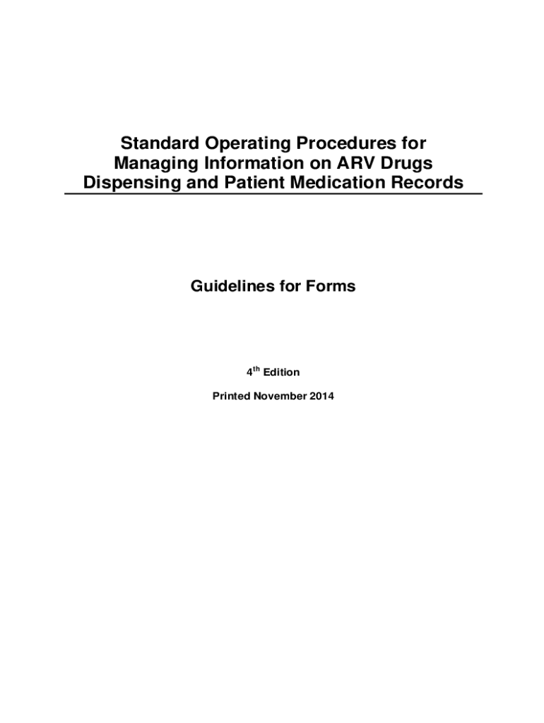 Fillable Online Forms and Main Procedures for ARV Drugs Management at ...