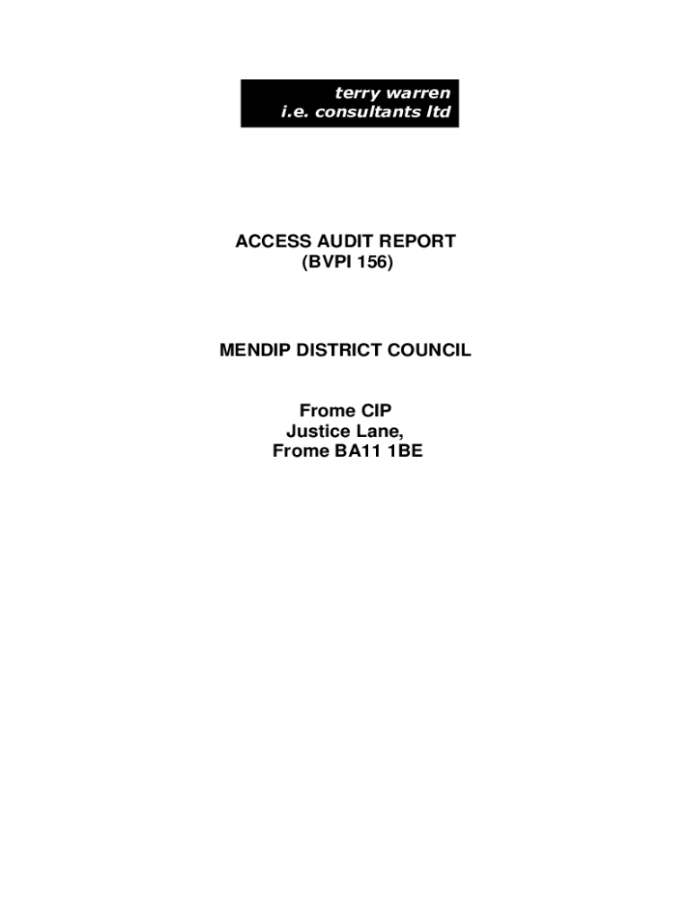 Fillable Online ACCESS AUDIT REPORT (BVPI 156 ... - Mendip District ...