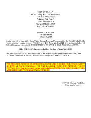 Fillable Online CITY OF OCALA Ocala Utility Services Warehouse ...
