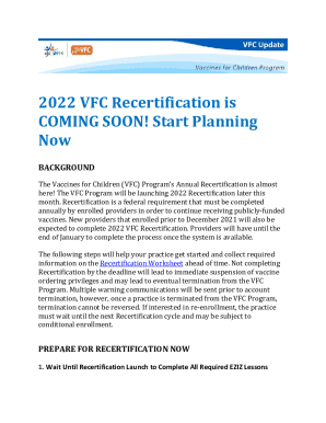 Fillable Online 2022 VFC Recertification is COMING SOON! Start Planning ...