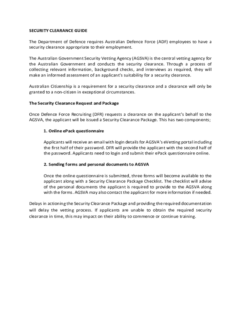 Fillable Online A guide to Australian Government Security Clearances - Ignite Fax Email Print ...